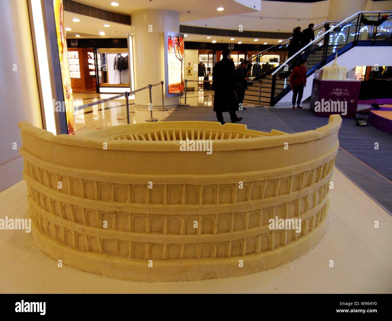 A chocolate-made scale model of Italys Rome Colosseum is displayed ...