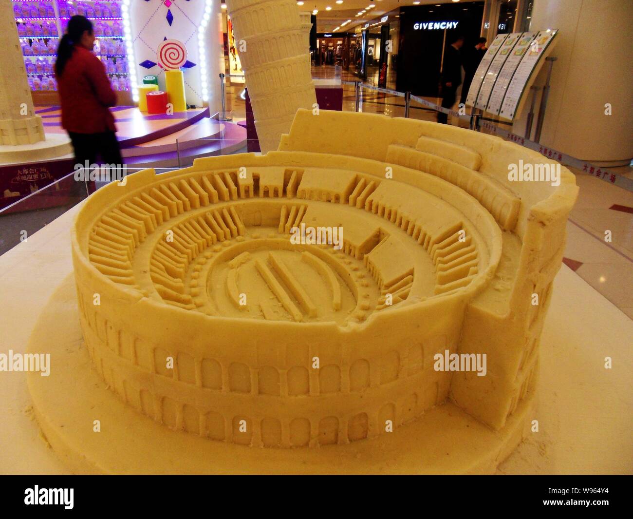 A chocolate-made scale model of Italys Rome Colosseum is displayed ...