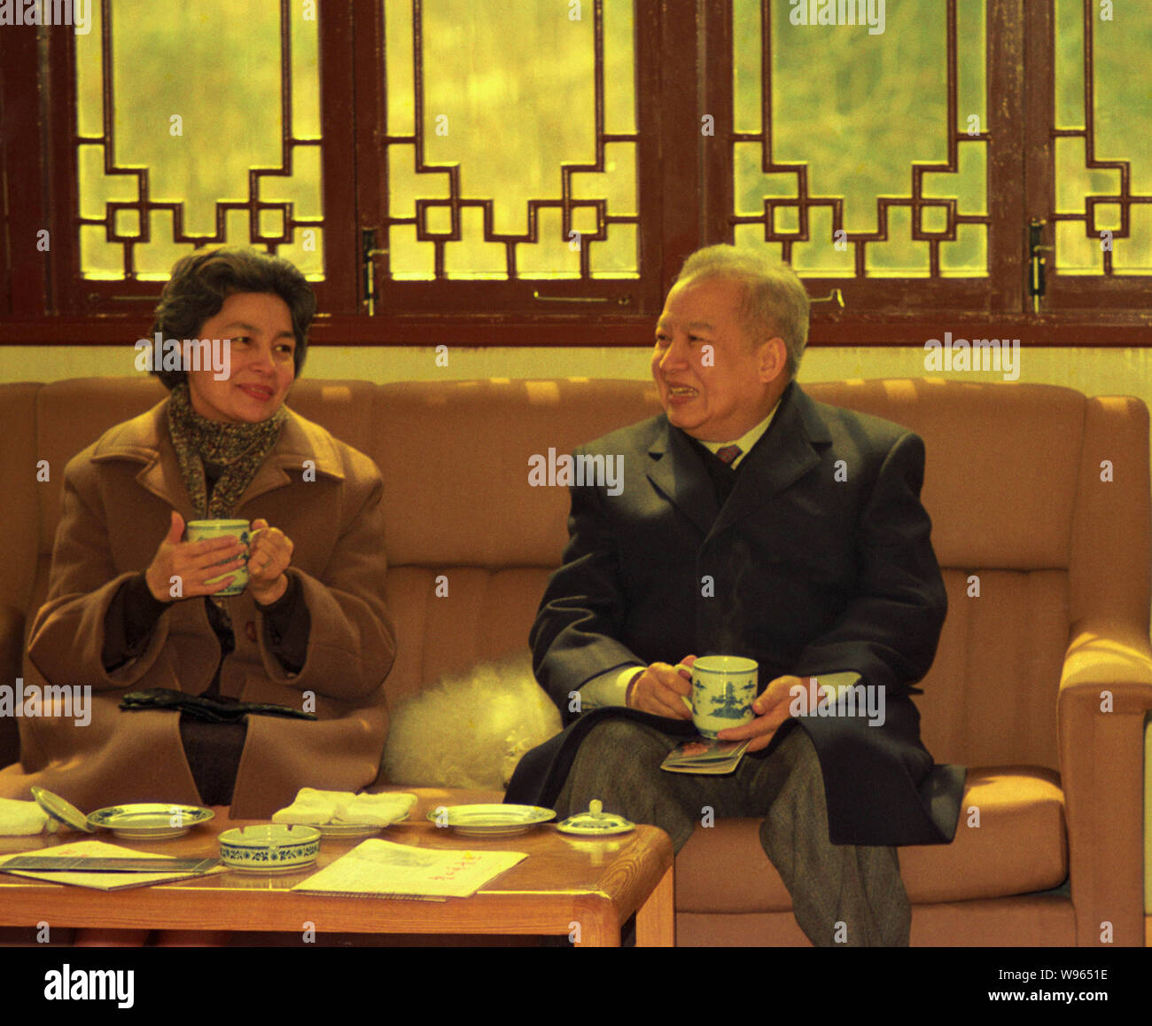 --FILE--Cambodian Prince Norodom Sihanouk, right, and his wife Norodom ...