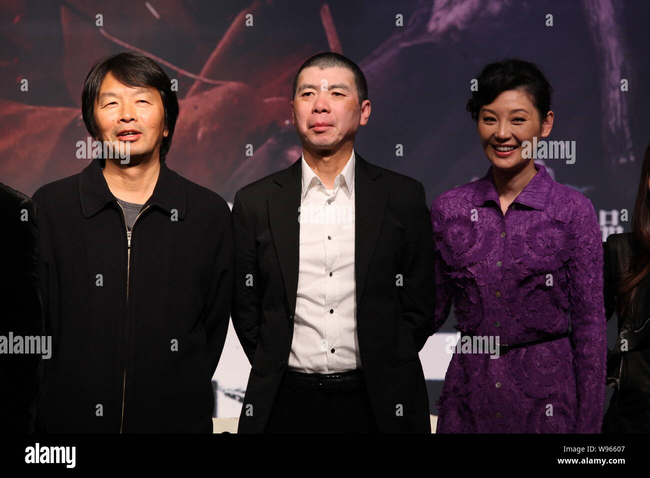(From left) Chinese screenwriter Liu Zhenyun, director Feng Xiaogang and his actress wife Xu Fan ...