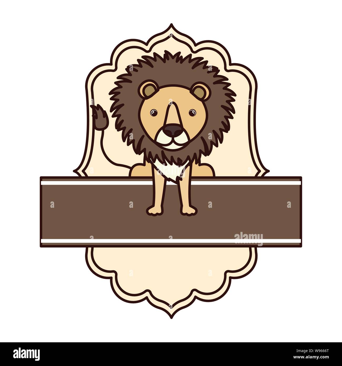 cute and adorable lion with frame Stock Vector Image & Art - Alamy