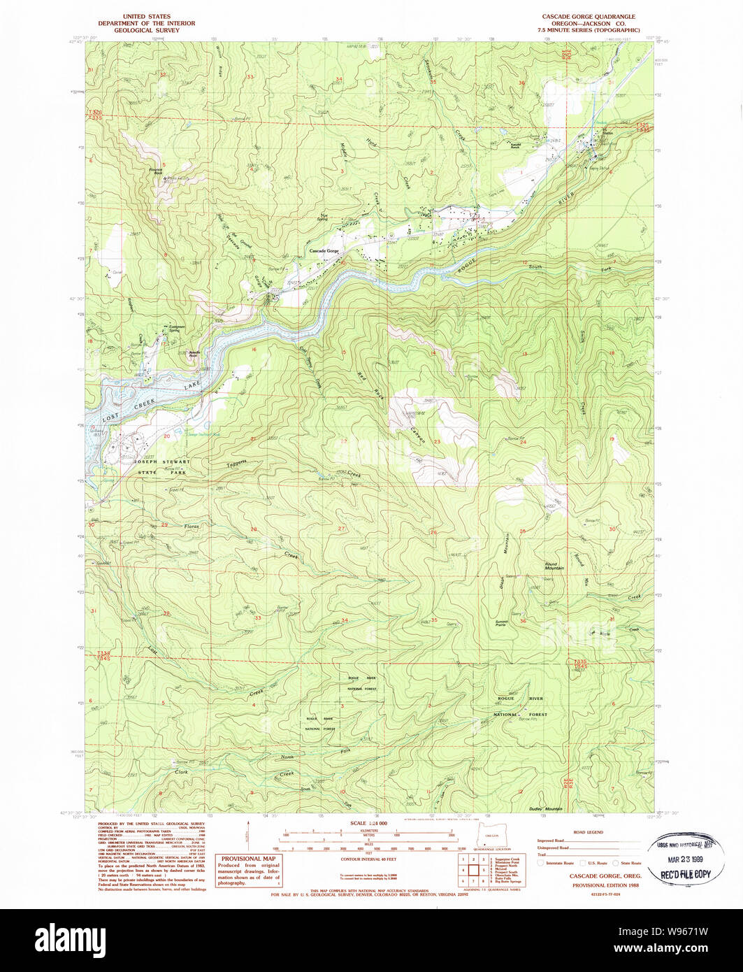USGS Topo Map Oregon Cascade Gorge 279284 1988 24000 Restoration Stock ...