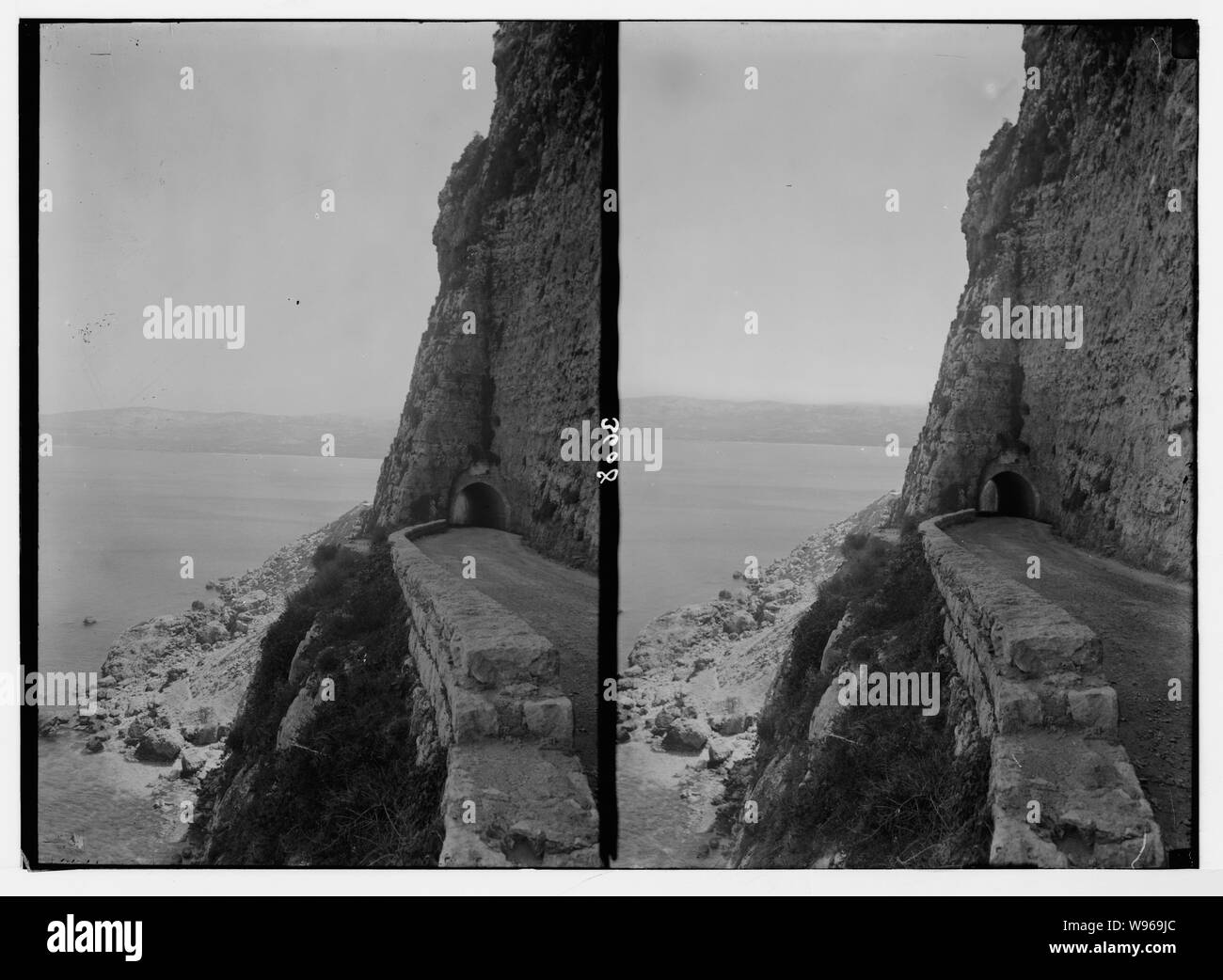 Along the coast to Tripoli. Ras Esh Shekka. Motor road and tunnel Stock ...