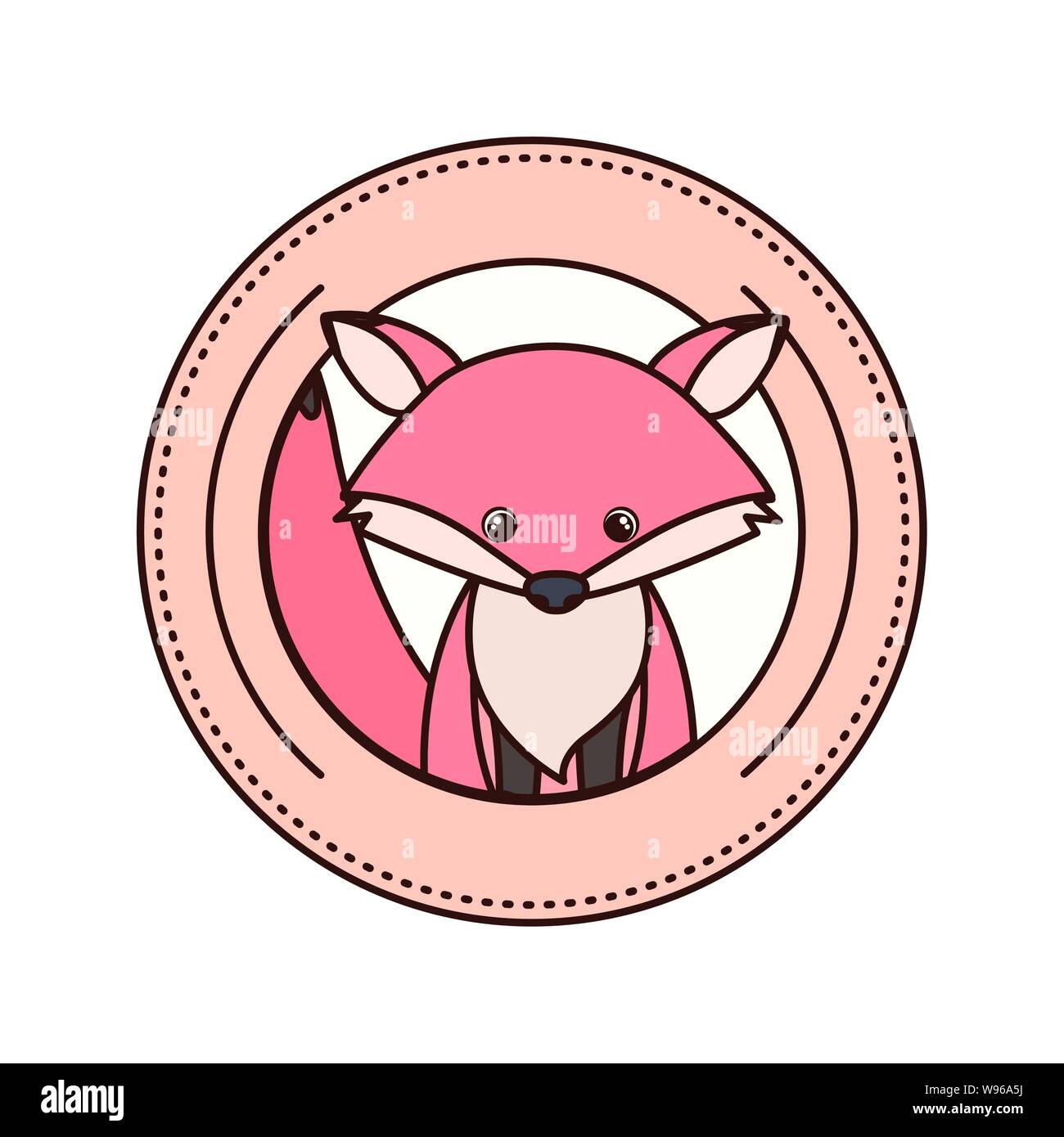 cute and adorable fox with circular frame Stock Vector Image & Art - Alamy