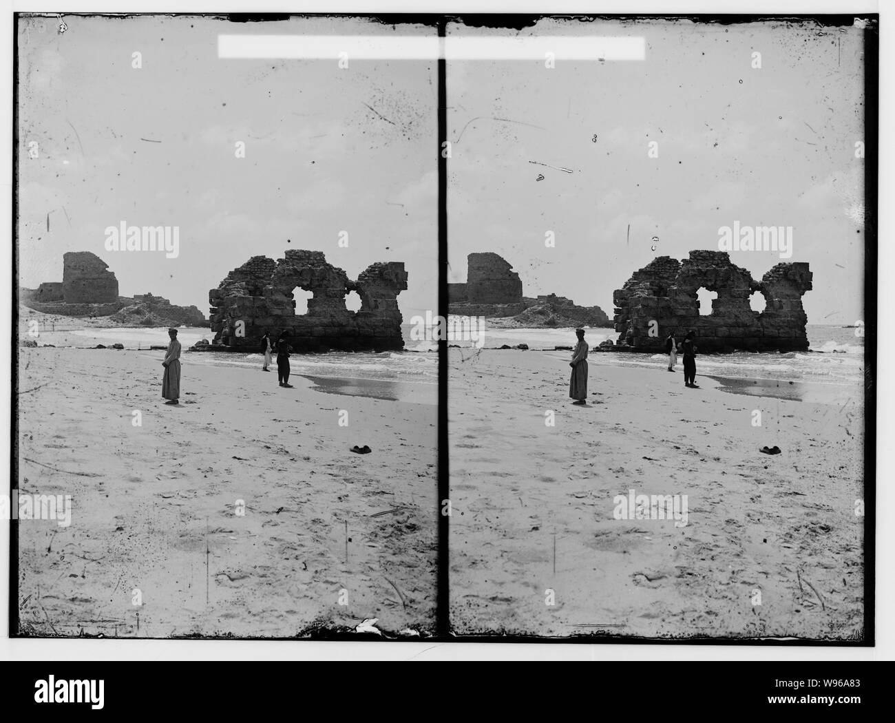 Along the sea coast. View of Athlit from the beach Stock Photo - Alamy