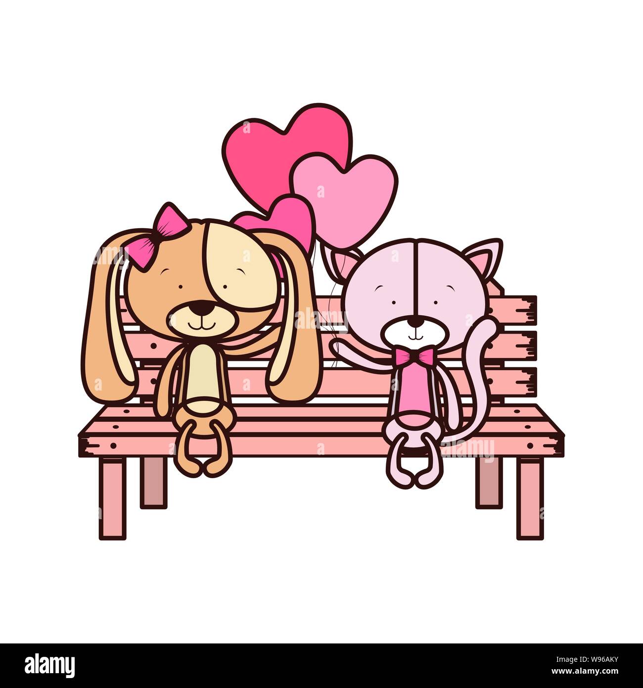 cute animals sitting in the park chair Stock Vector Image & Art - Alamy