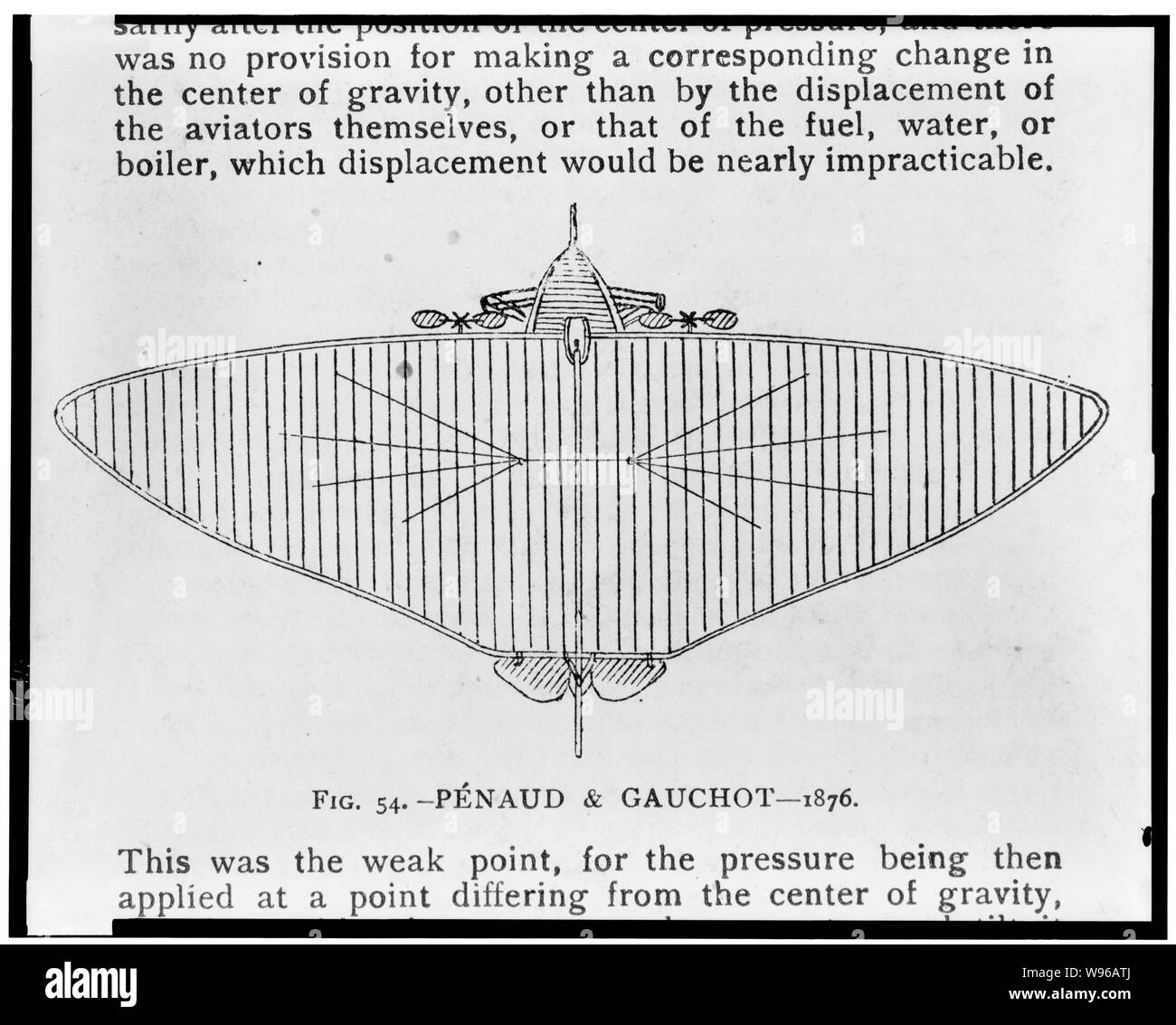 Alphonse Penaud design for twin-propeller monoplane with large wing ...
