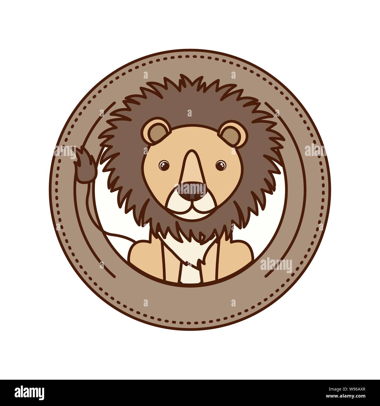 cute and adorable lion with circular frame Stock Vector Image & Art - Alamy