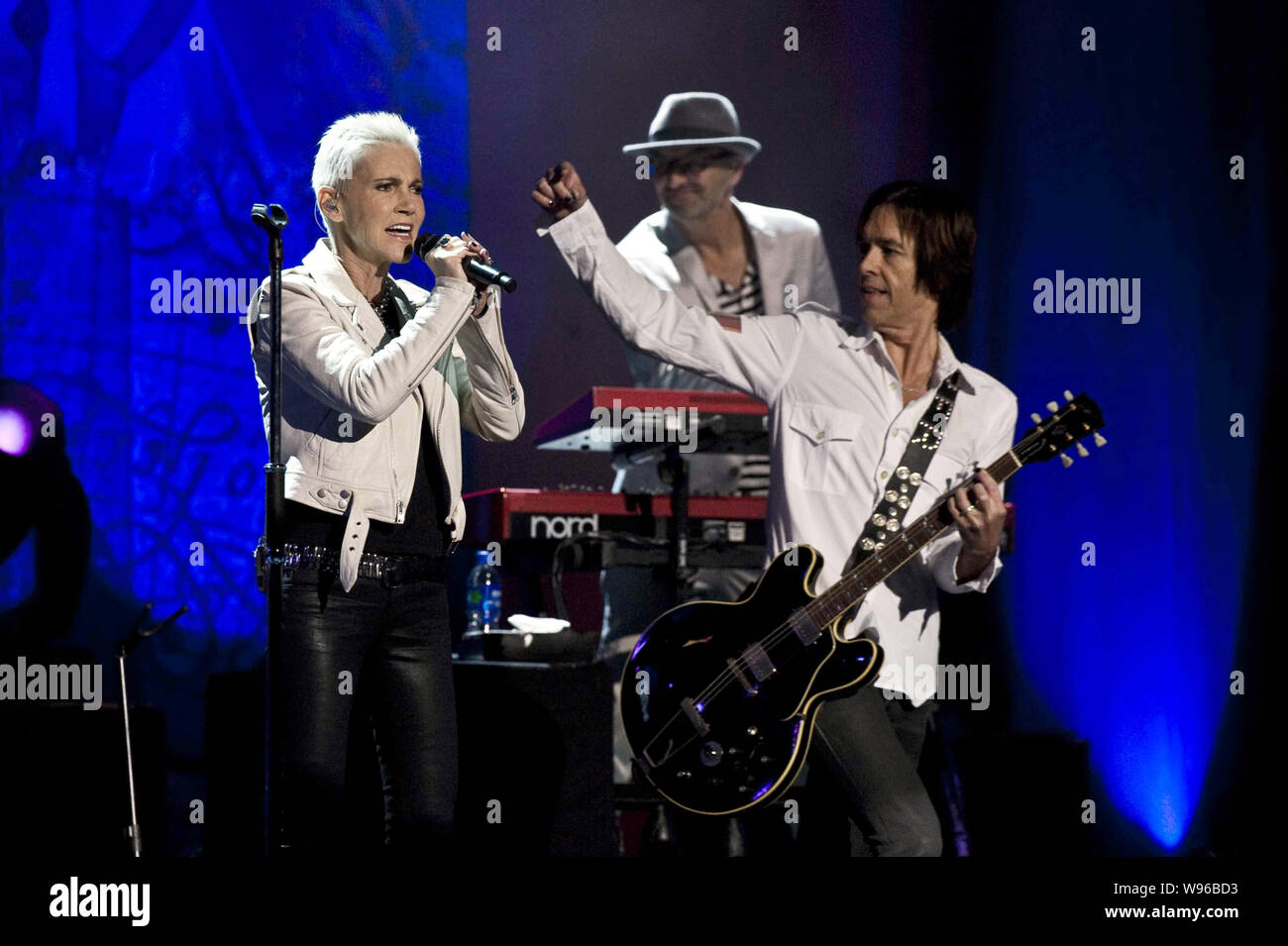 Swedish pop music duo Roxette performs at a concert of its world tour ...