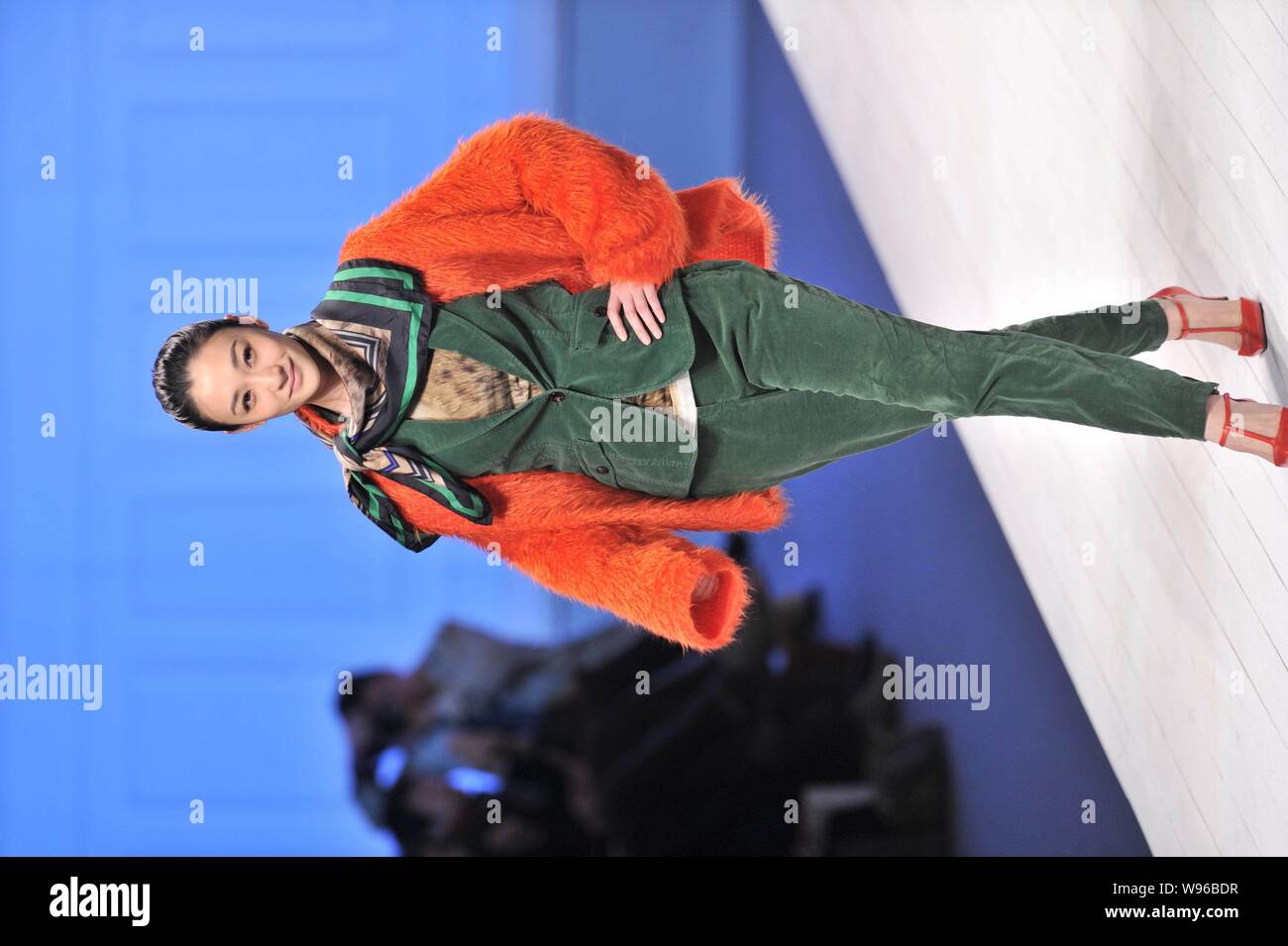 Chinese actress Li Xiaoran parades the new collections at the Marc Cain ...