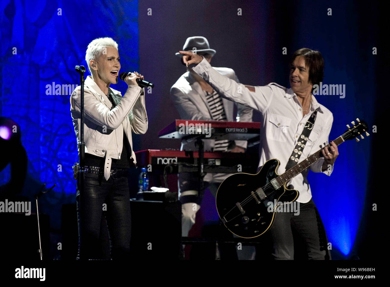 Swedish pop music duo Roxette performs at a concert of its world tour ...