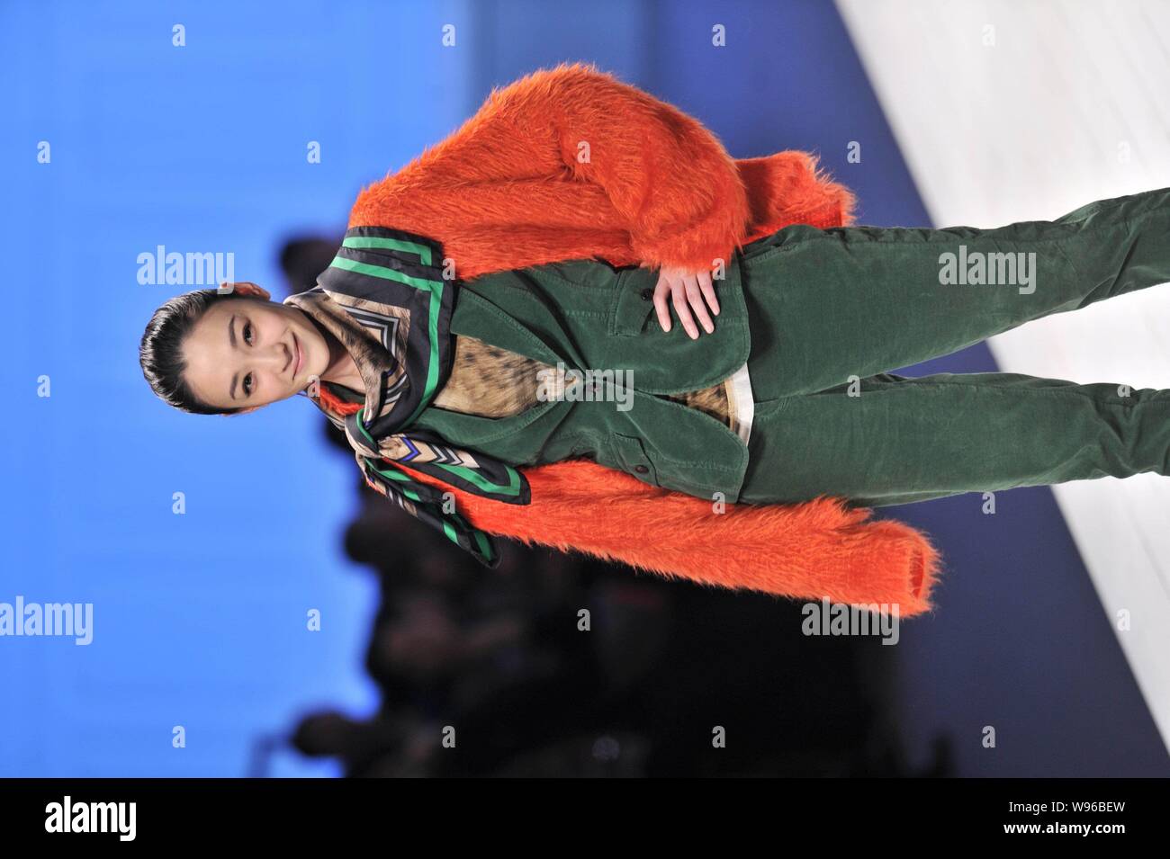 Chinese actress Li Xiaoran parades the new collections at the Marc Cain ...