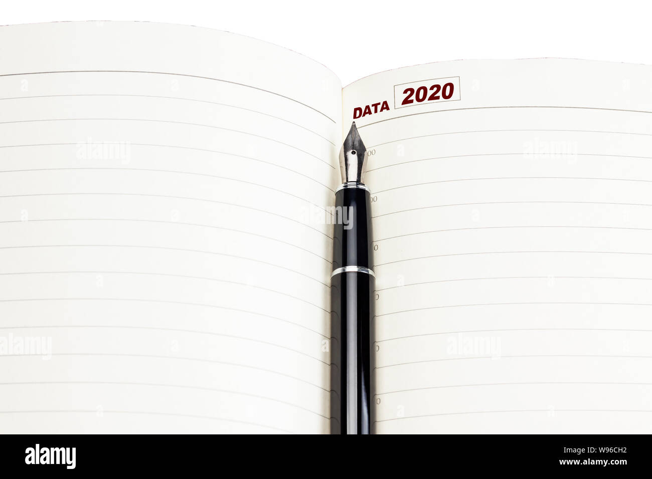 Notebook for planning, pen, inscription 2020 on a white background ...