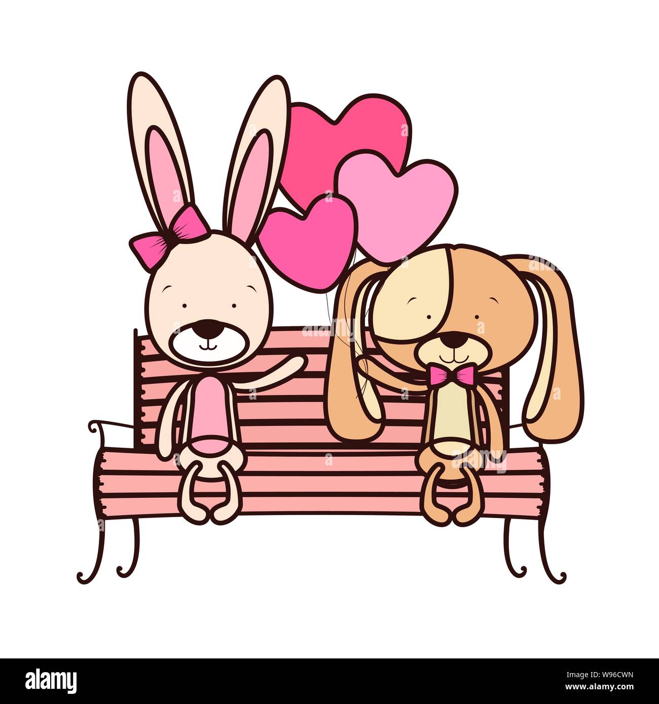 cute animals sitting in the park chair Stock Vector Image & Art - Alamy