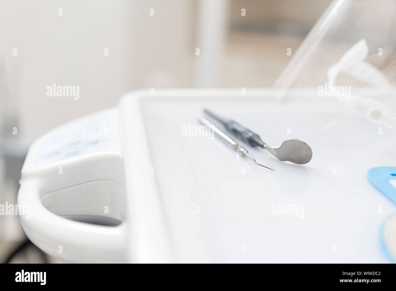 Dentist tool probe and mirror. . Stomatological instrument in the ...