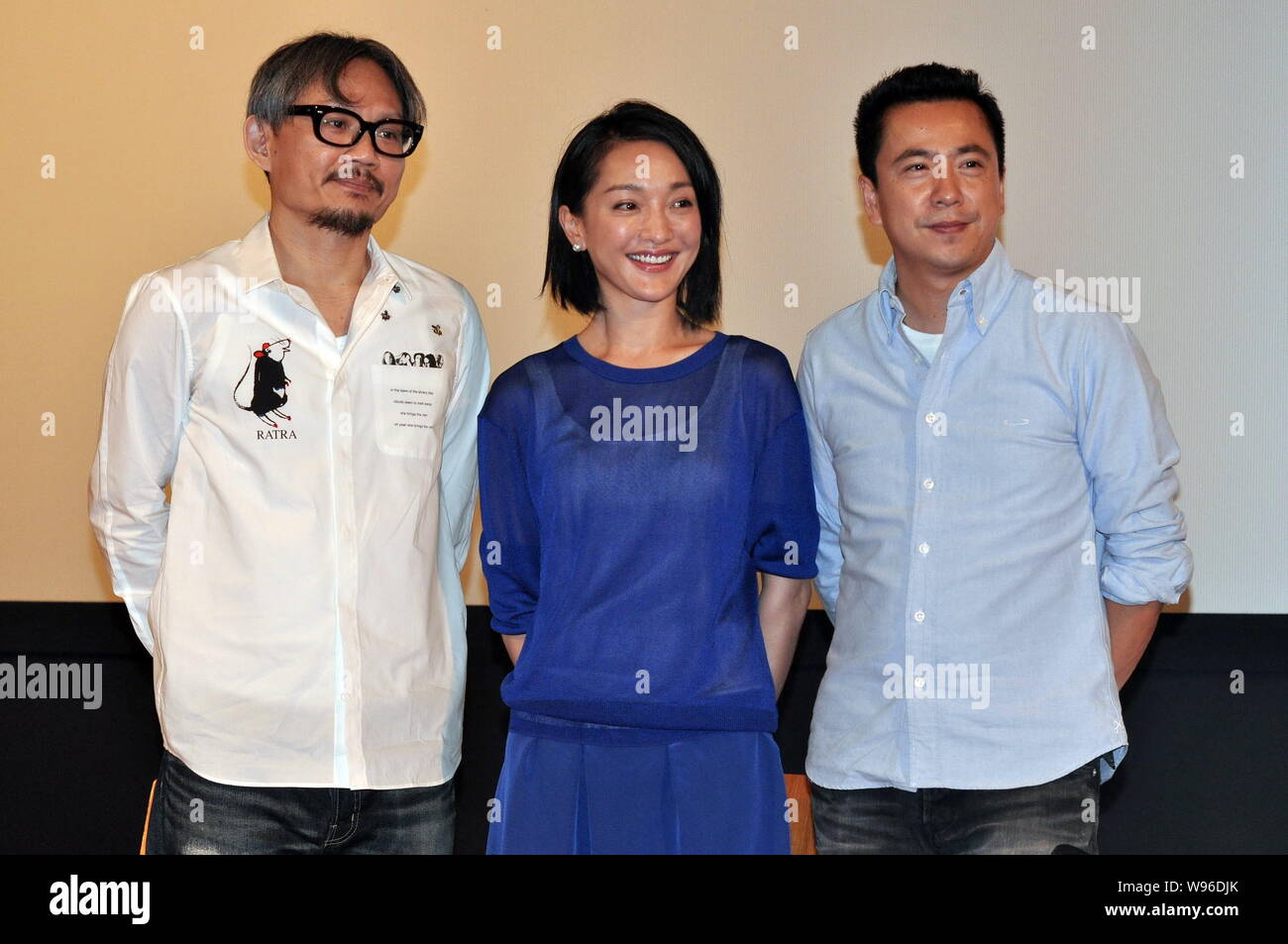 (From left) Taiwanese film director and producer Chen Kuo-fu, Chinese actress Zhou Xun and Wang ...
