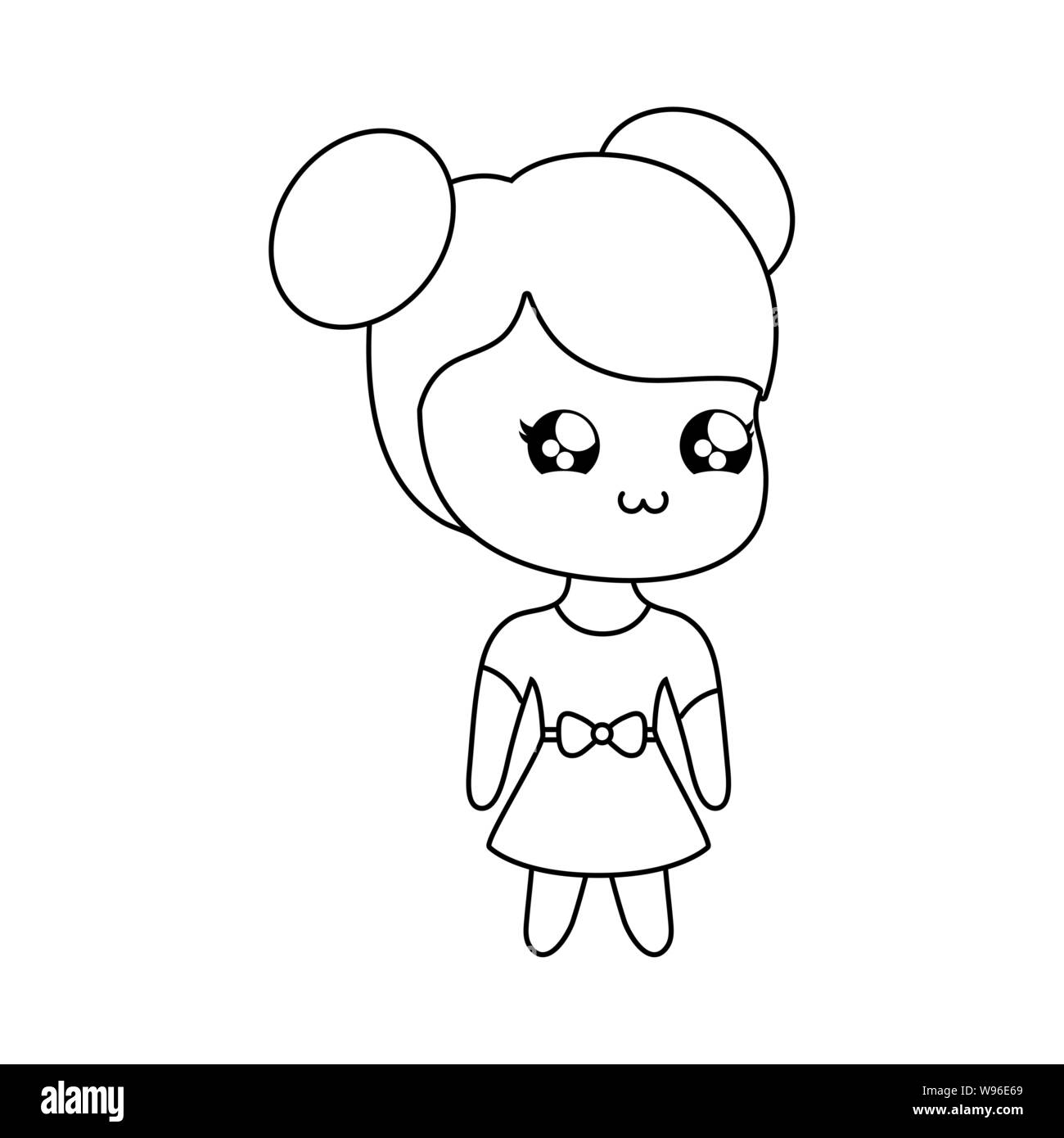 cute little girl kawaii style vector illustration design Stock Vector ...