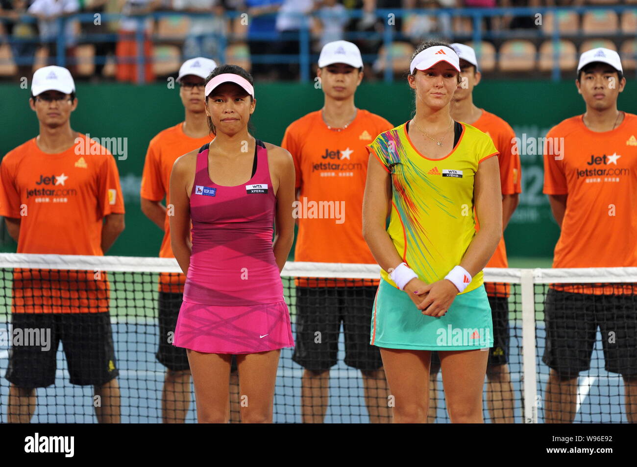 Hsieh Su-Wei of Taiwan, front left, and Laura Robson of Great Britain ...