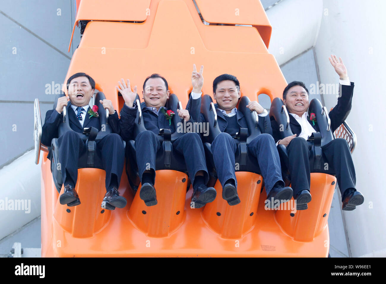 Visitors experience the worlds highest jumping machine which just ...