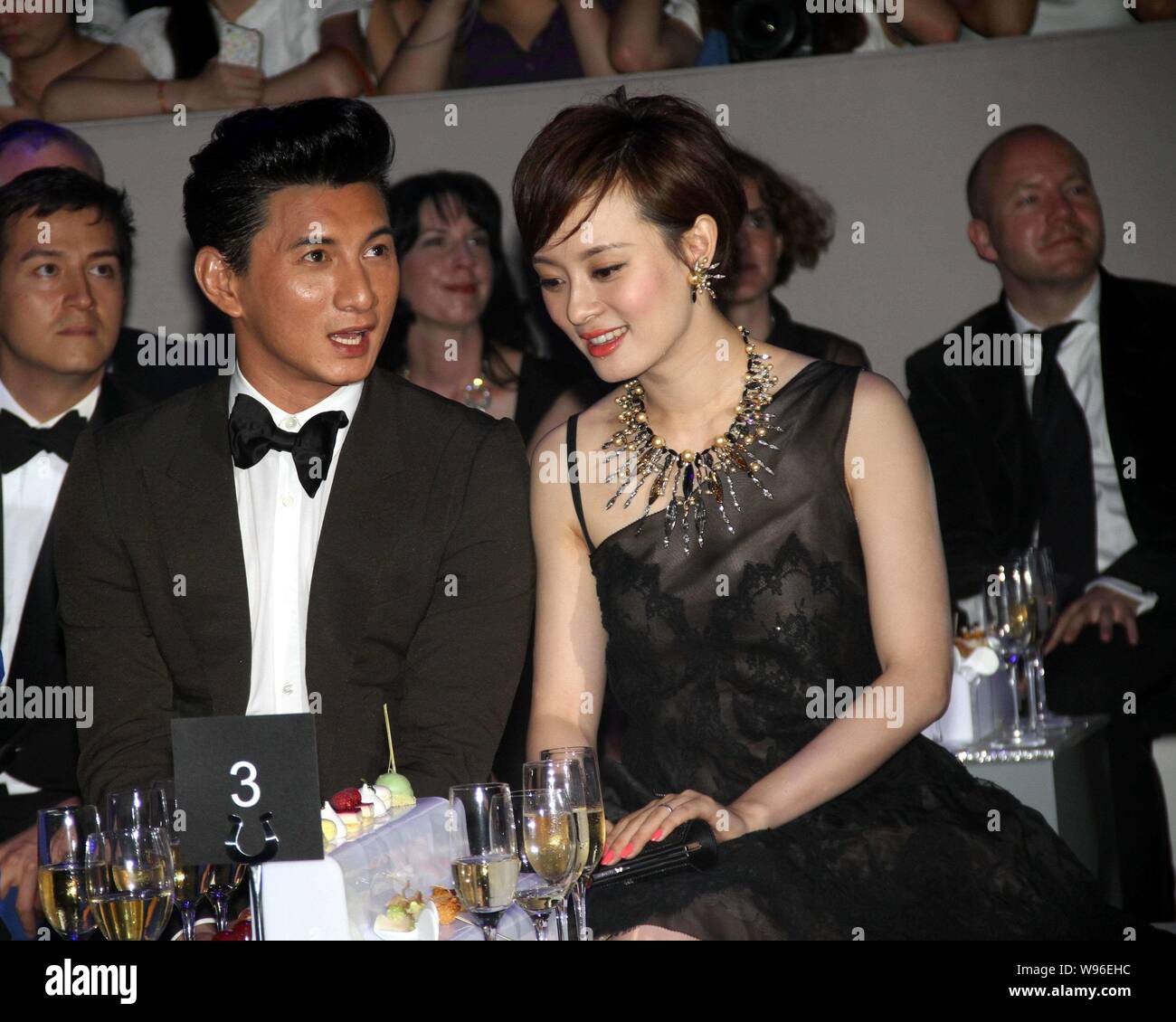 Taiwanese actor Nicky Wu and Chinese actress Sun Li chat during the ...