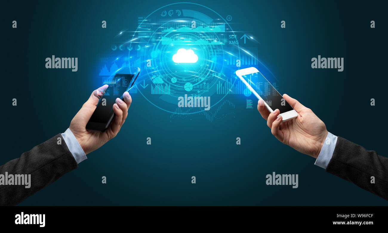 Two smart phones technology transfer hi-res stock photography and ...