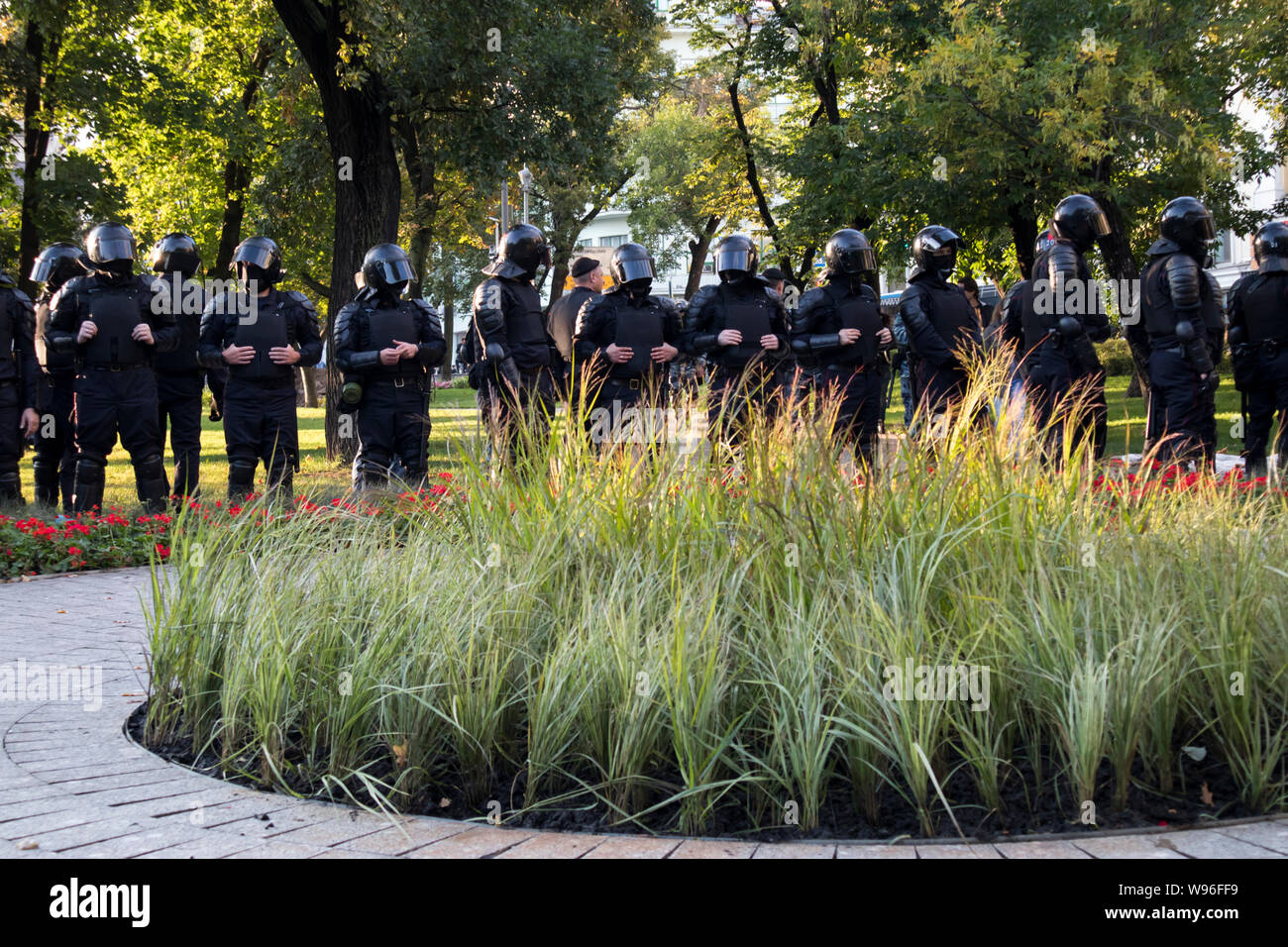 Moscow, August 10 2019. The National Guard of the Russian Federation or ...