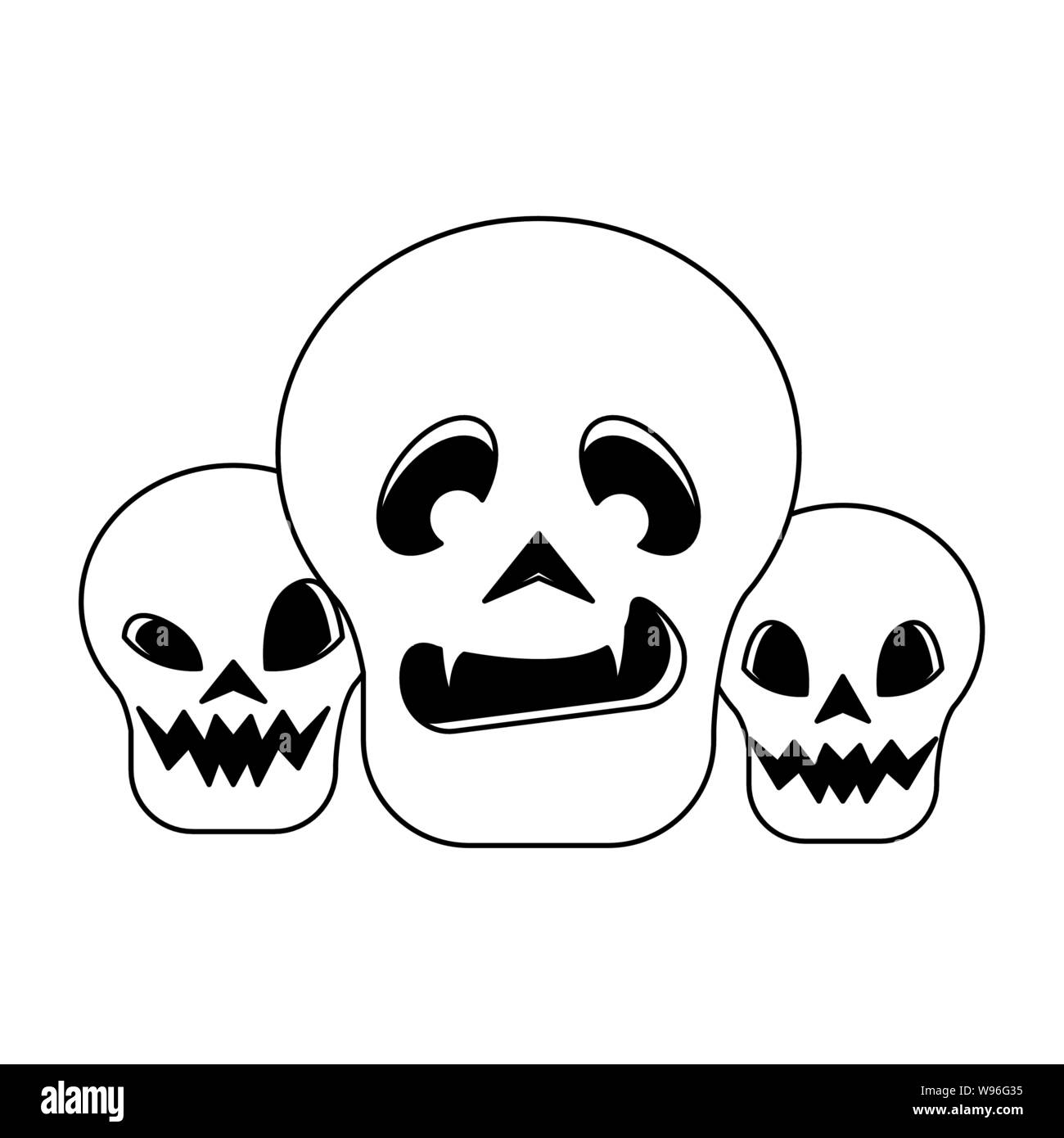 halloween october scary celebration cartoon in black and white Stock ...