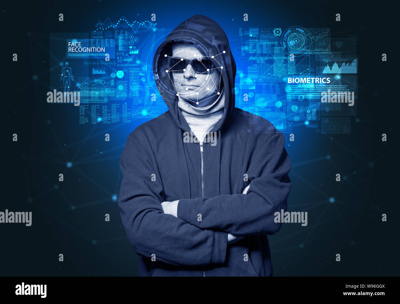 Biometric verification - young man face recognition concept Stock Photo ...