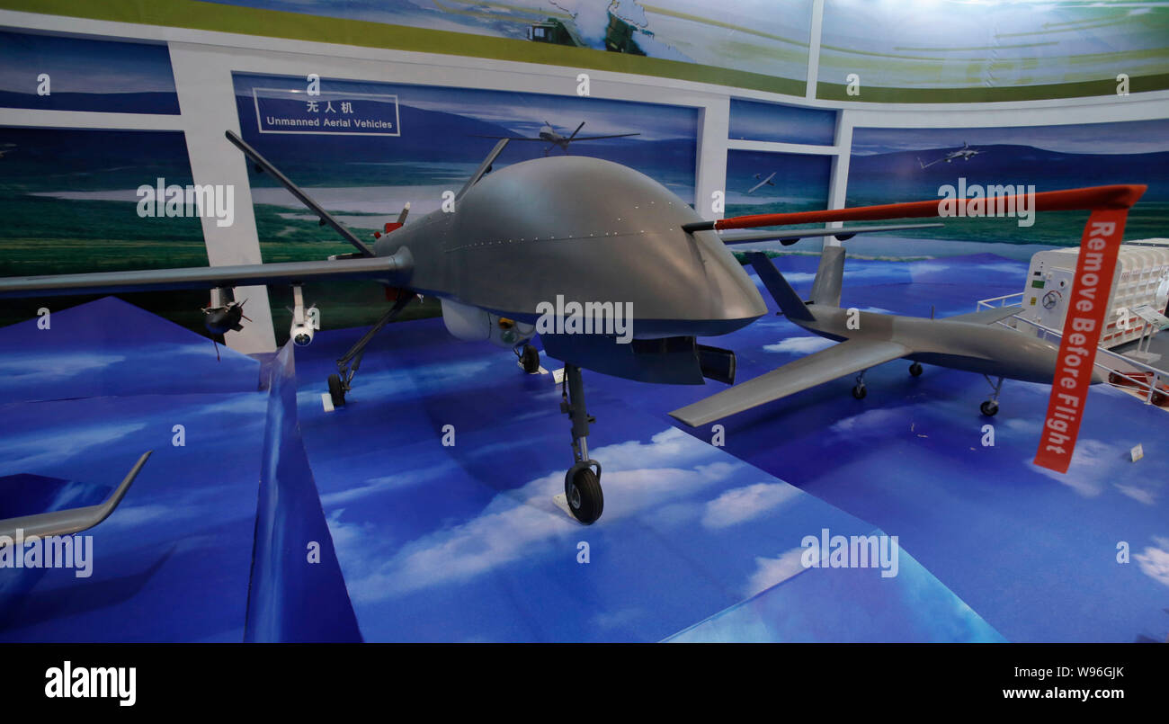 A model of the CH-4 UAV is displayed during the 9th China International ...