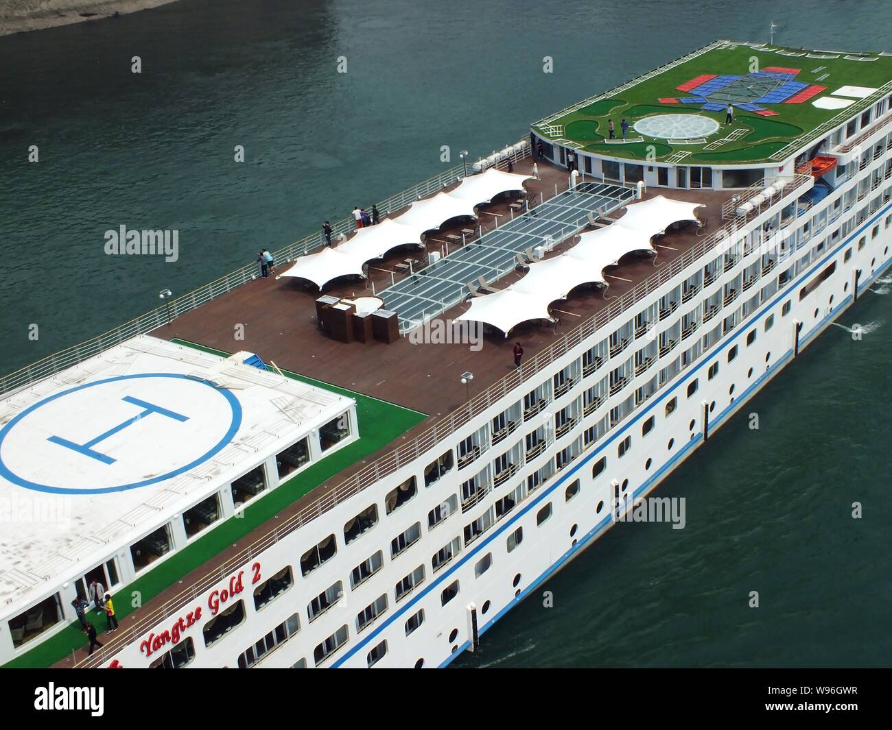 View of Yangtze Gold 2, the largest river cruise ship in the world, in ...