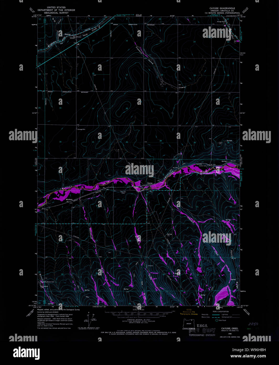 USGS Topo Map Oregon Cayuse 279303 1966 24000 Inverted Restoration ...