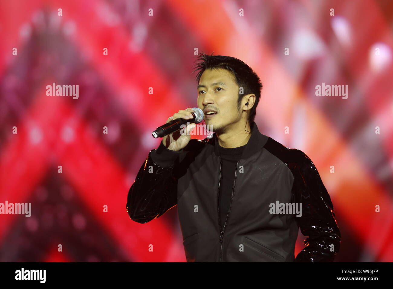 Hong Kong singer and actor Nicholas Tse sings on the stage of New Year ...