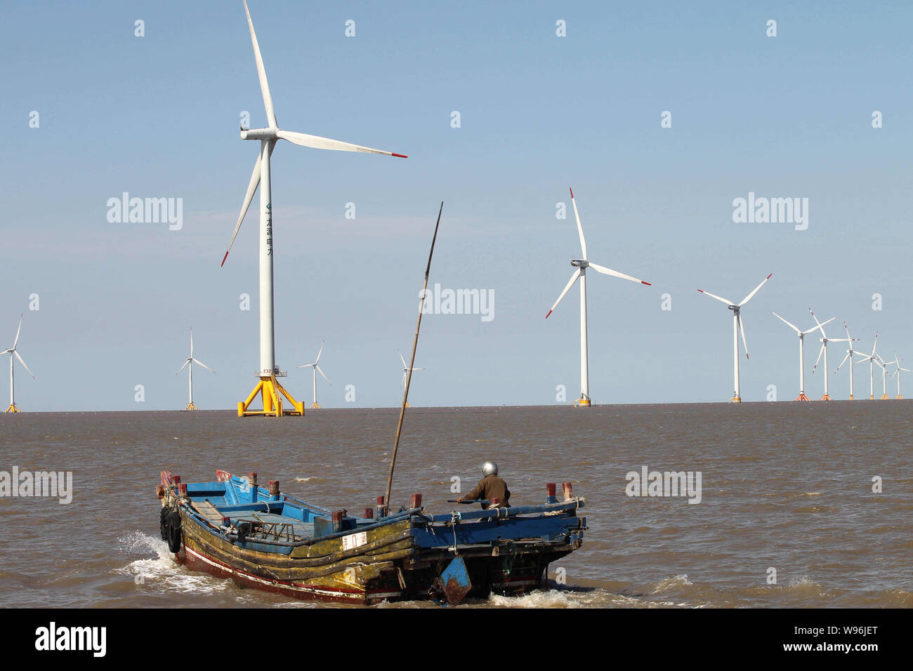 Wind turbines fishing boat hi-res stock photography and images - Alamy