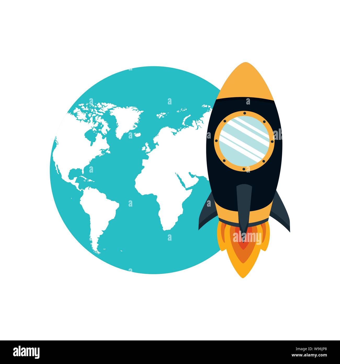 rocket with planet earth background Stock Vector Image & Art - Alamy