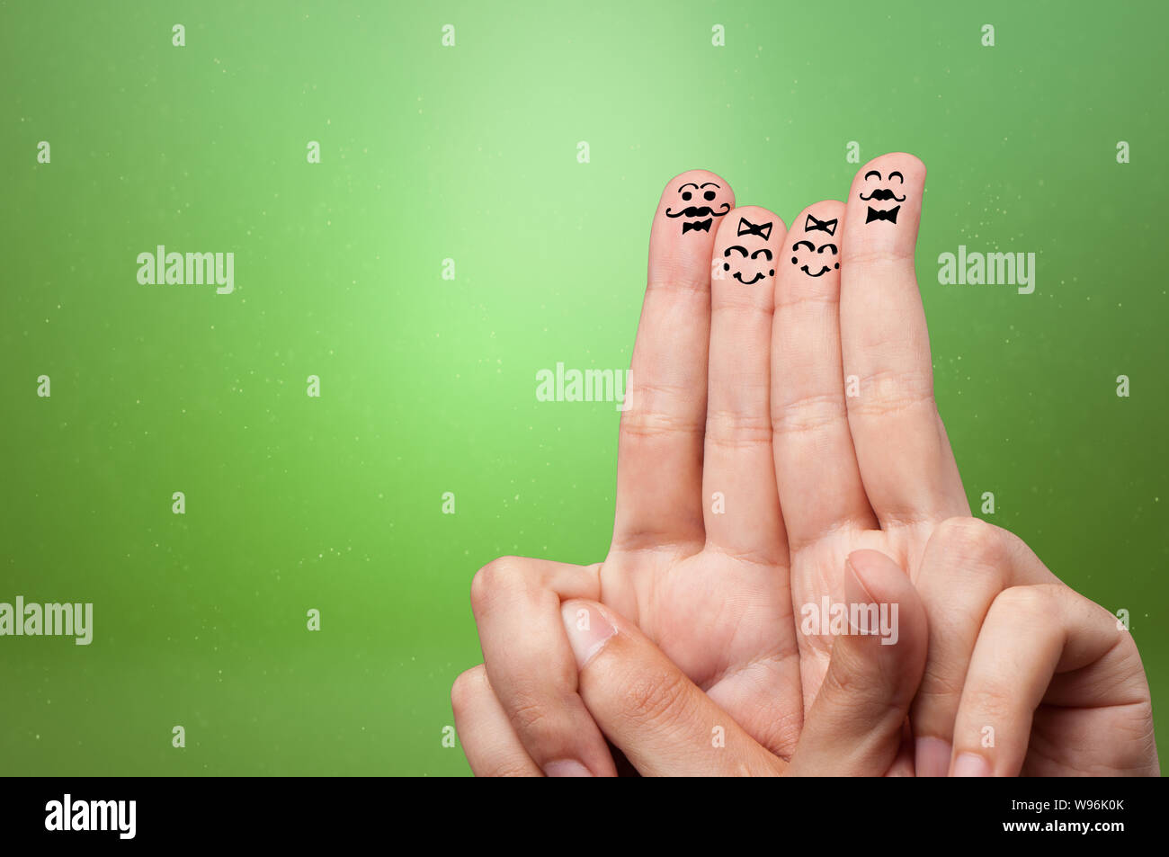 Elegant happy face fingers hugs each other Stock Photo - Alamy