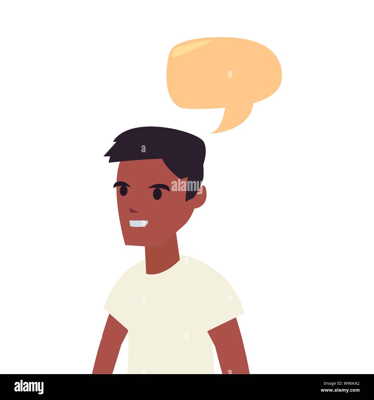 young man portrait talk bubble on white background vector illustration ...