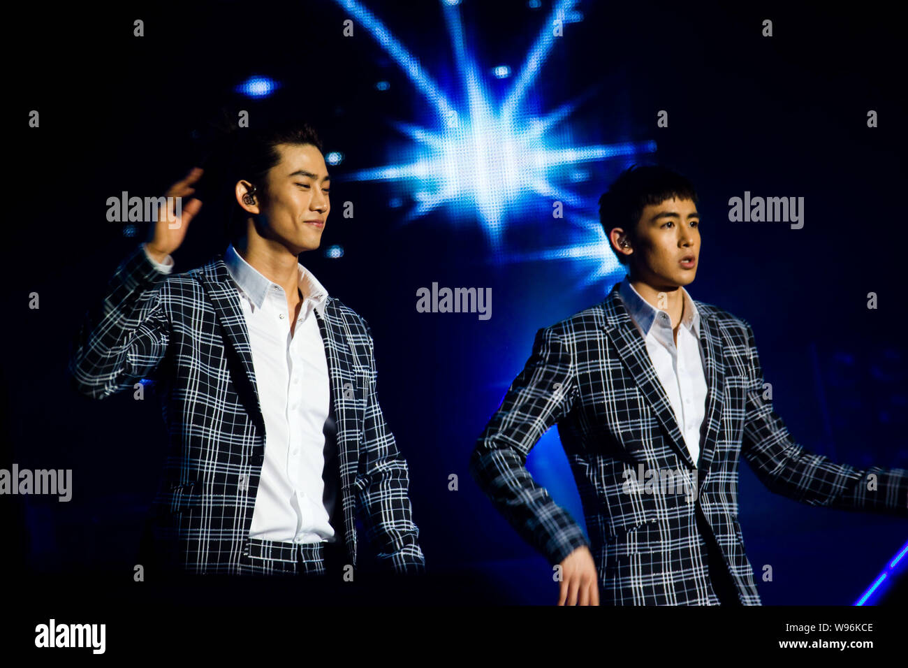 Members of South Korean boy band 2PM perform during their debut in ...