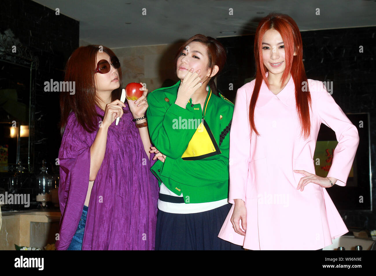 Taiwanese girl band S.H.E, including band member (from left) Ella ...