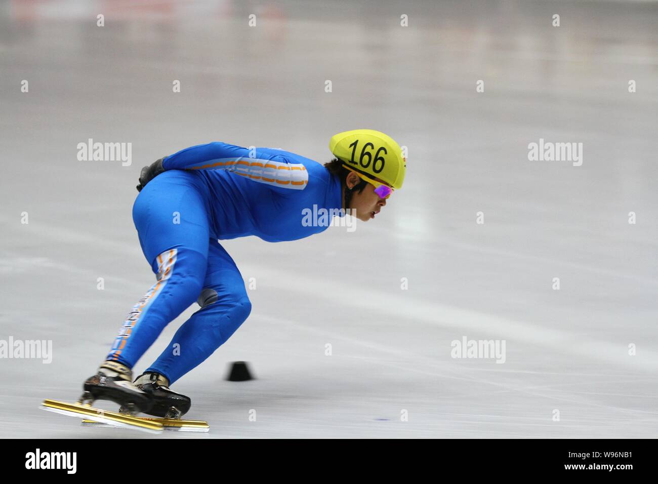 Chinese Winter Olympic speed skating champion Wang Meng is pictured as ...