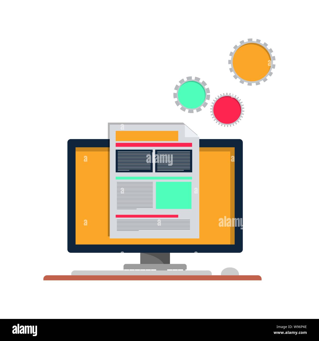 set of icons with computer screen in white background Stock Vector ...