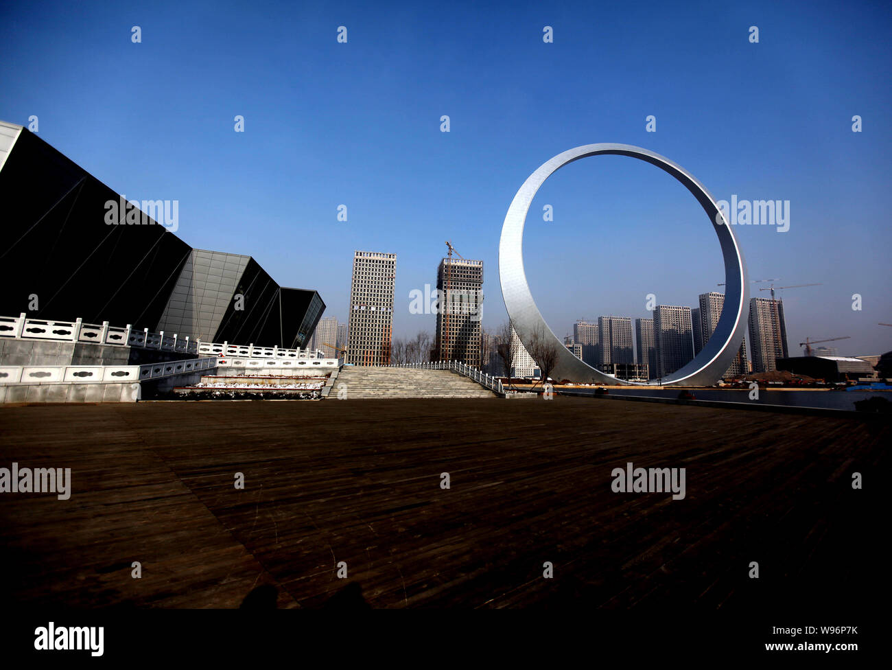 View of the steel loop, The Ring of Life, in Fushun city, northeast ...