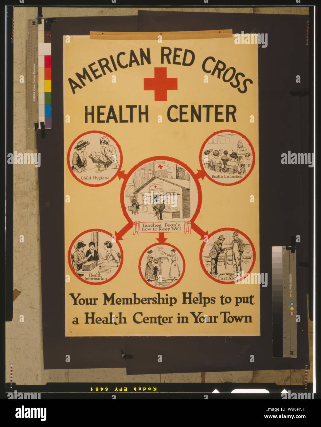 American Red Cross health center Abstract: Poster showing scenes of ...