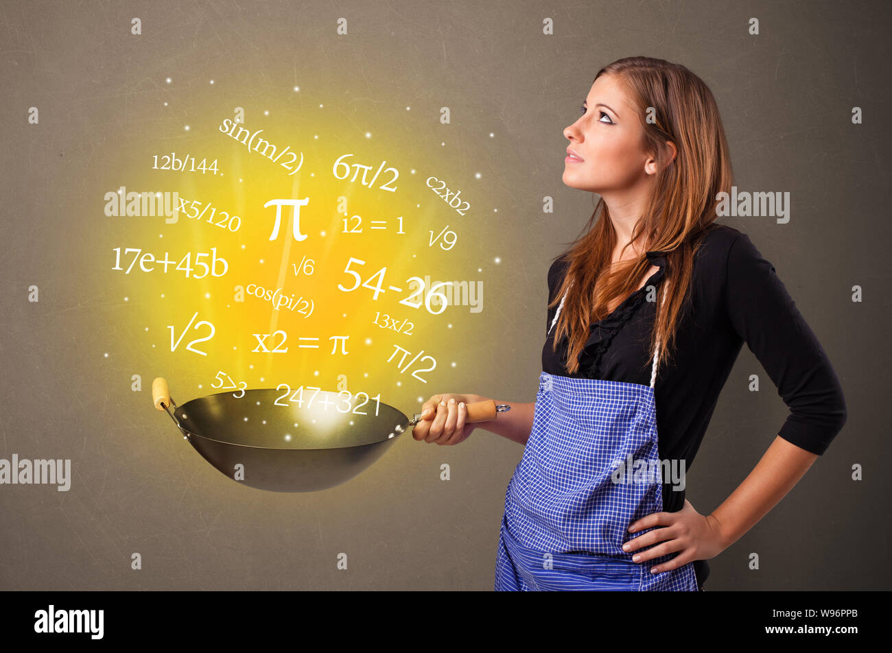 Person cooking numbers and mathematical staffs Stock Photo - Alamy