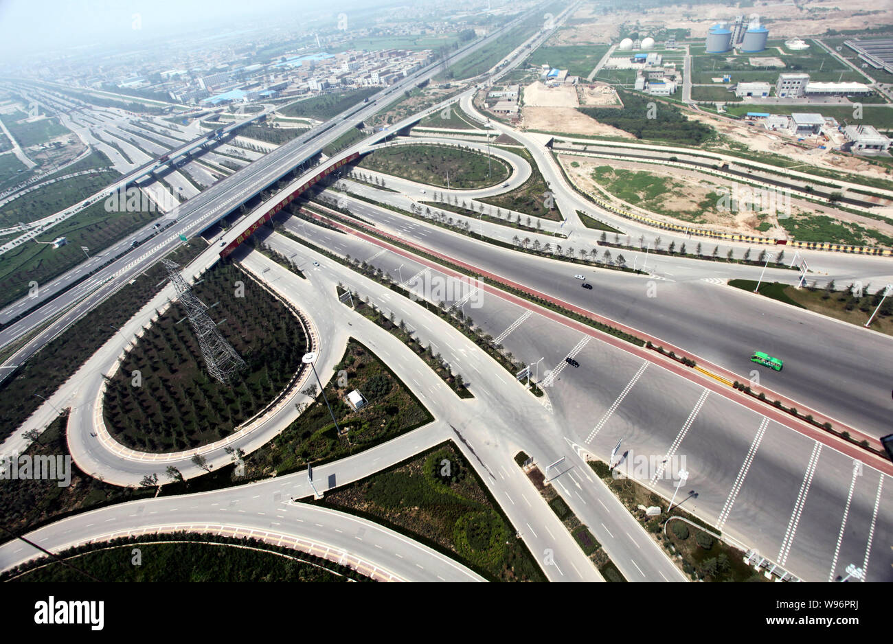 Aerial view of overpasses and highways in XiAn city, northwest Chinas ...
