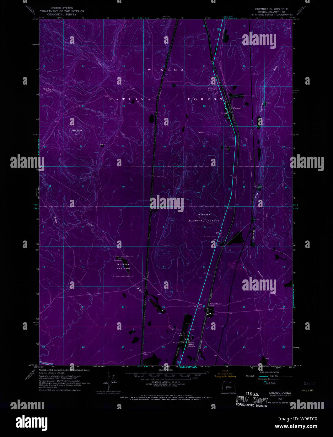 USGS Topo Map Oregon Chemult 279320 1967 24000 Inverted Restoration ...