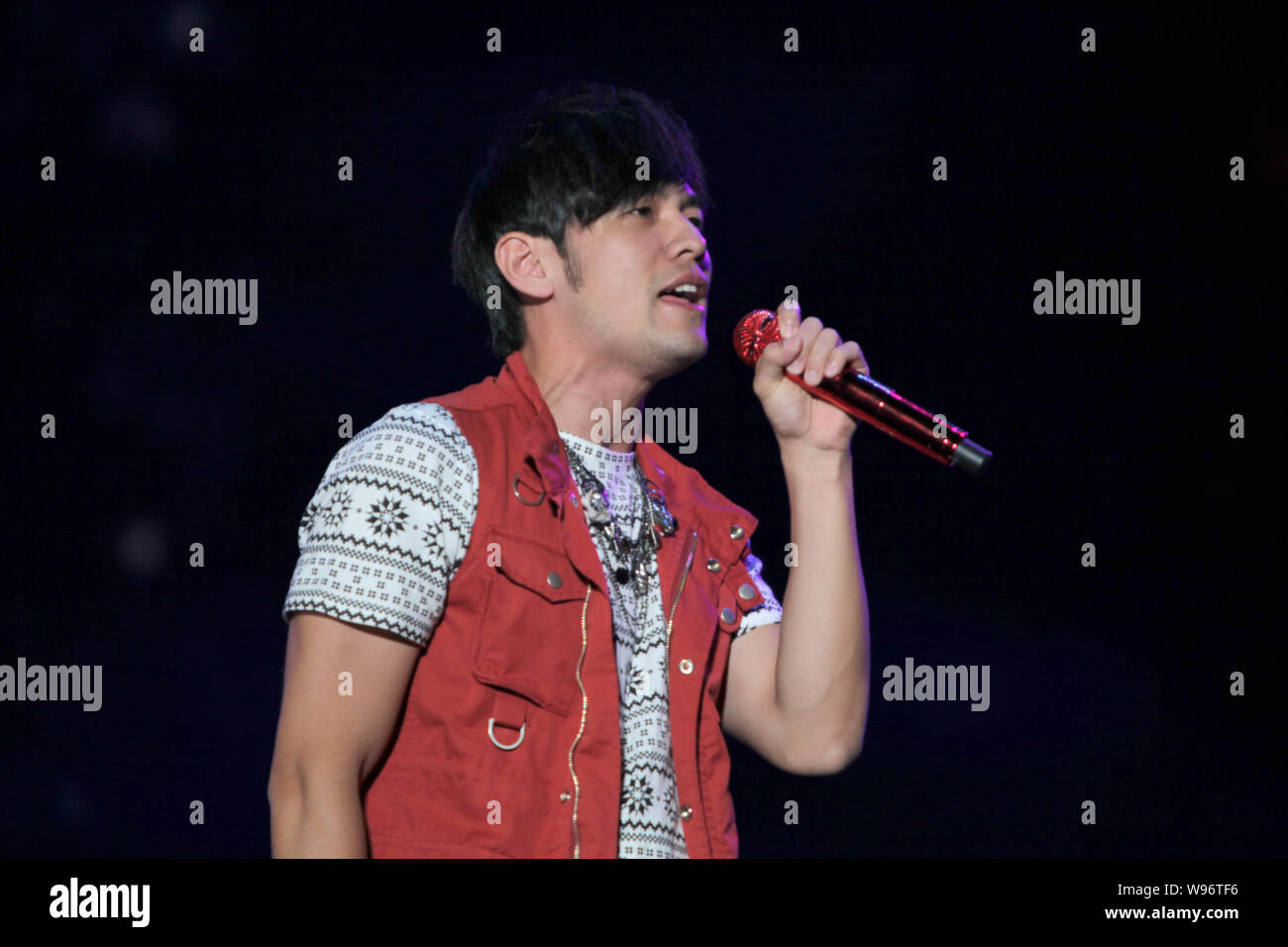 Taiwanese singer Jay Chou performs during a concert in Lianyungang city ...