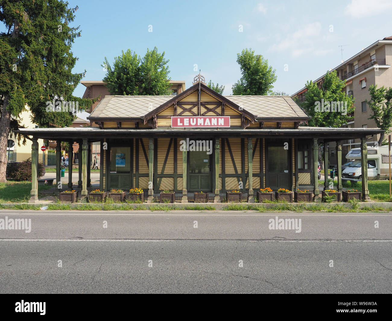 COLLEGNO, ITALY - CIRCA AUGUST 2019: Tramway Station at Leumann workers ...