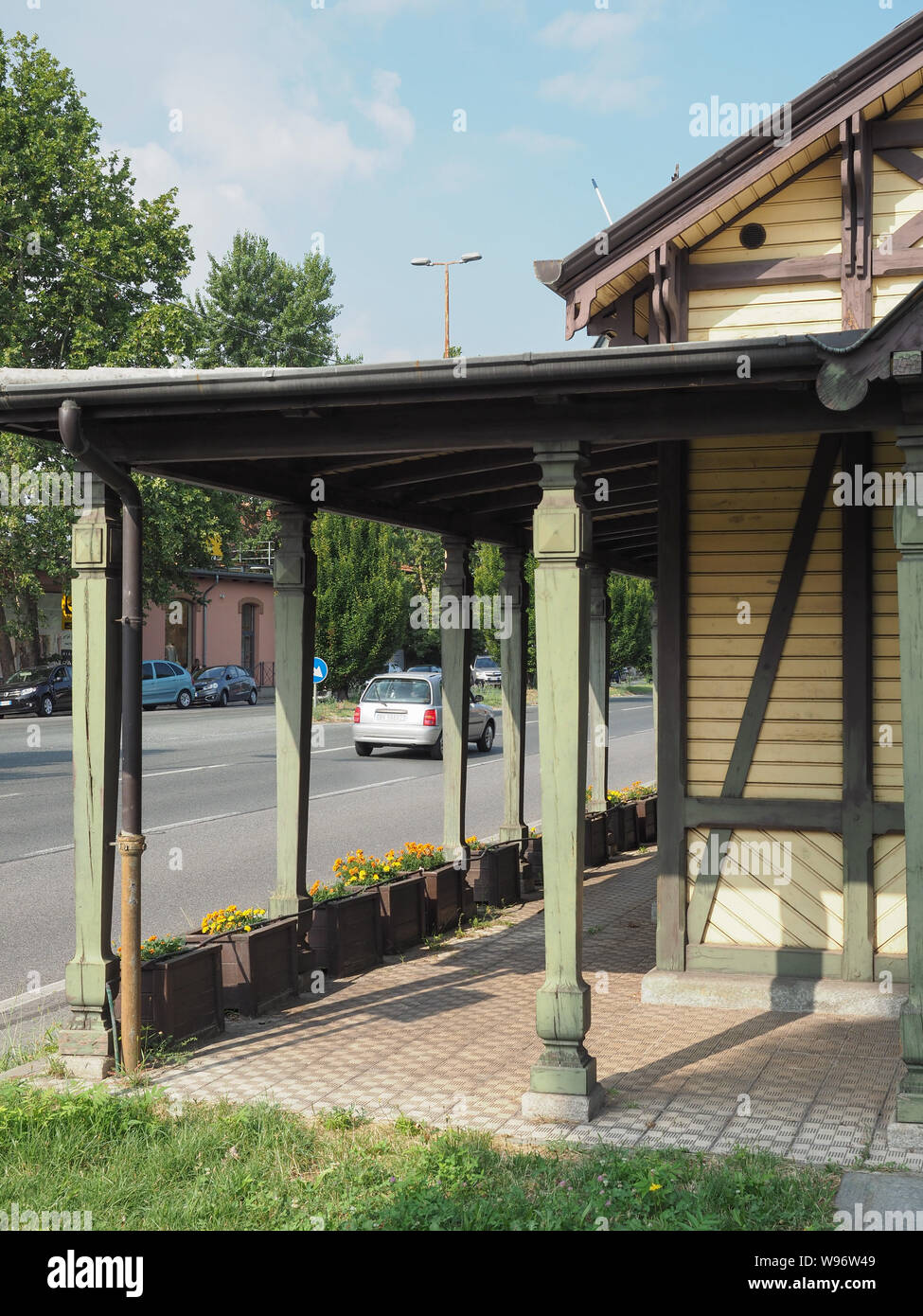 COLLEGNO, ITALY - CIRCA AUGUST 2019: Tramway Station at Leumann workers ...
