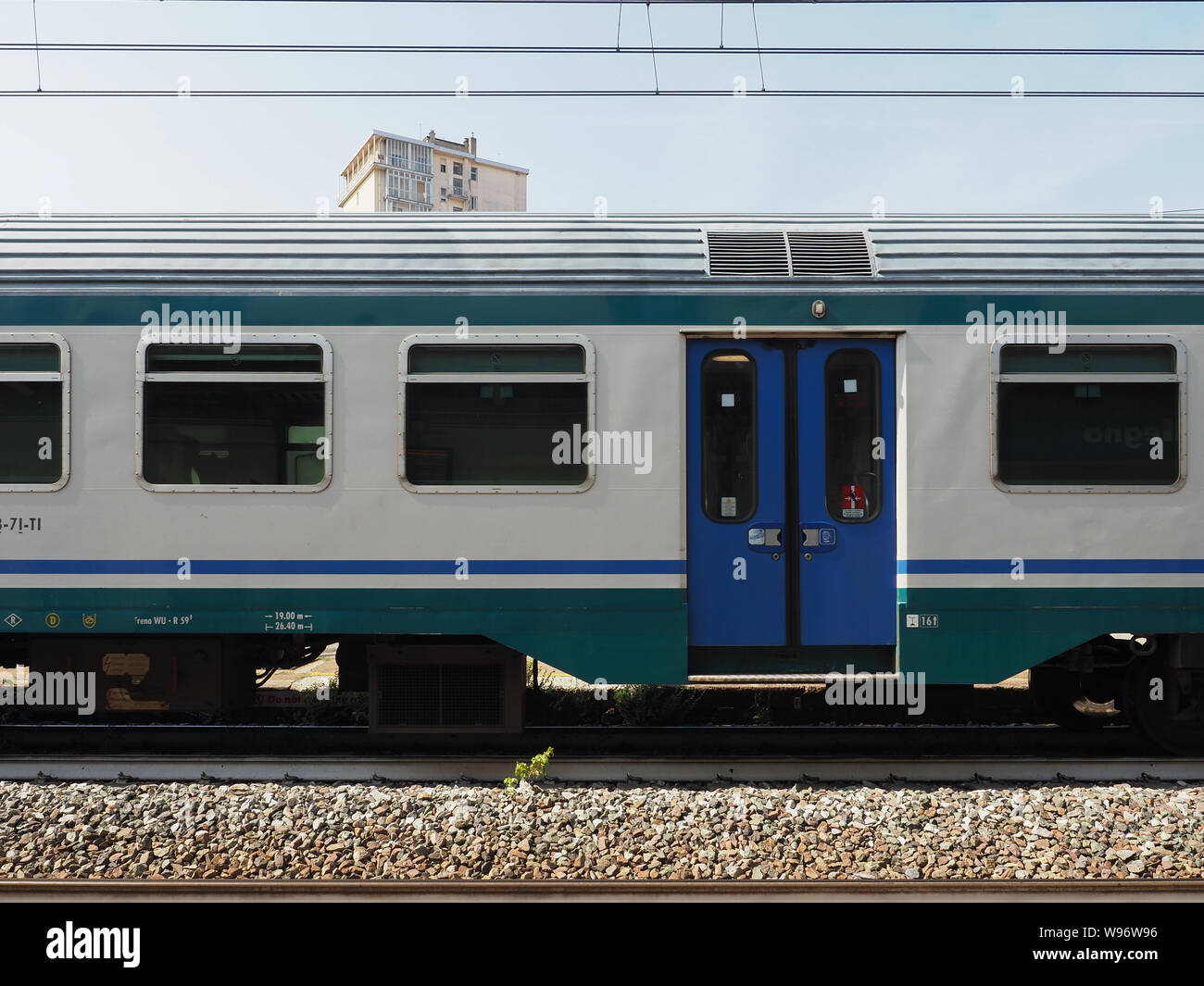 COLLEGNO, ITALY - CIRCA AUGUST 2019: Train at Collegno railway station ...