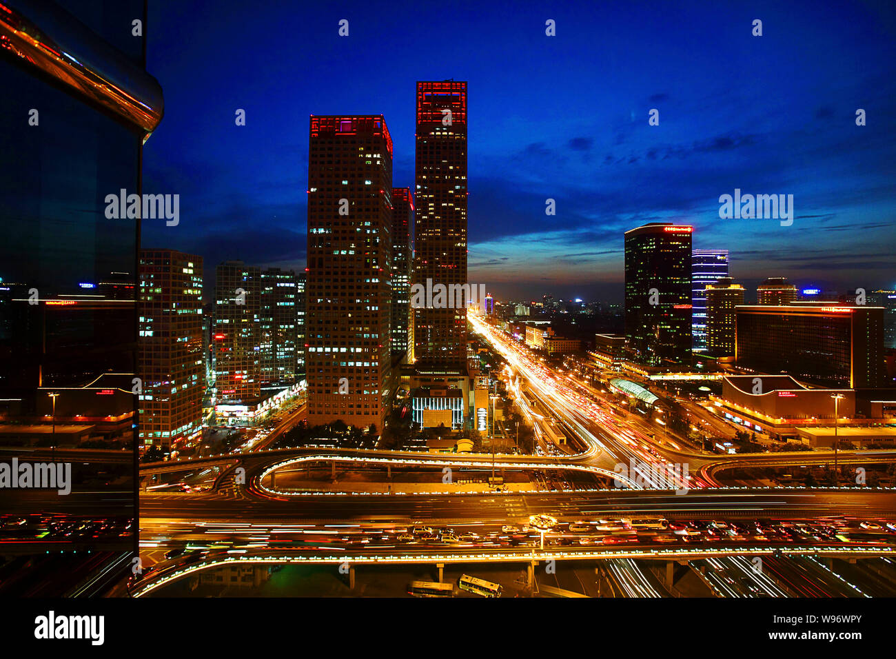 --File--Night view of Jianwai Soho, Yintai Centre and China World Trade ...